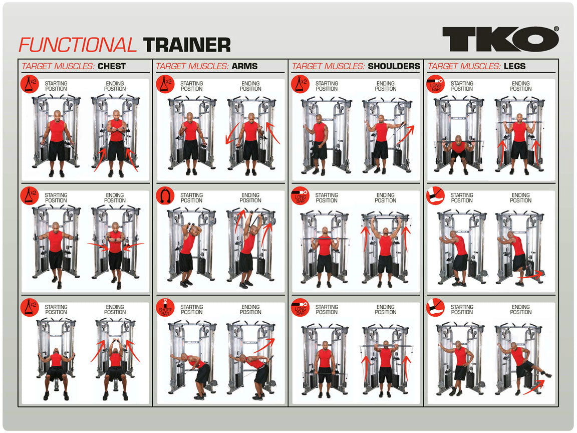 Used TKO Functional Trainer - High Quality Dual Adjustable Pulley Rig ...